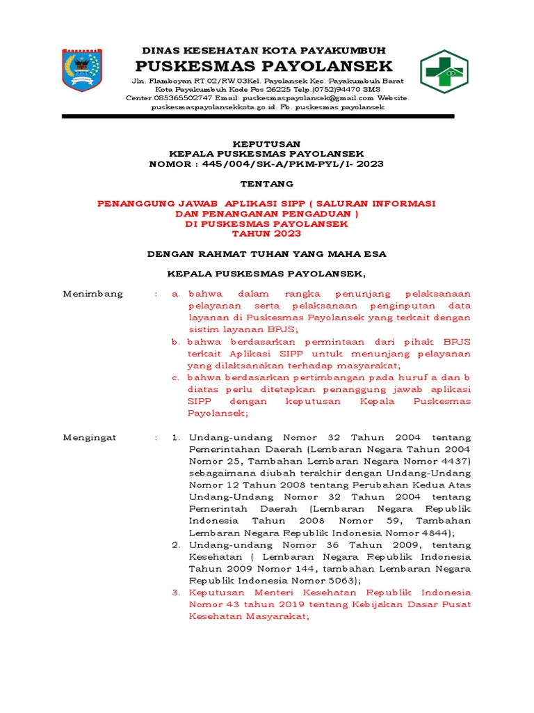 Contoh SK Untuk Akreditasi | PDF