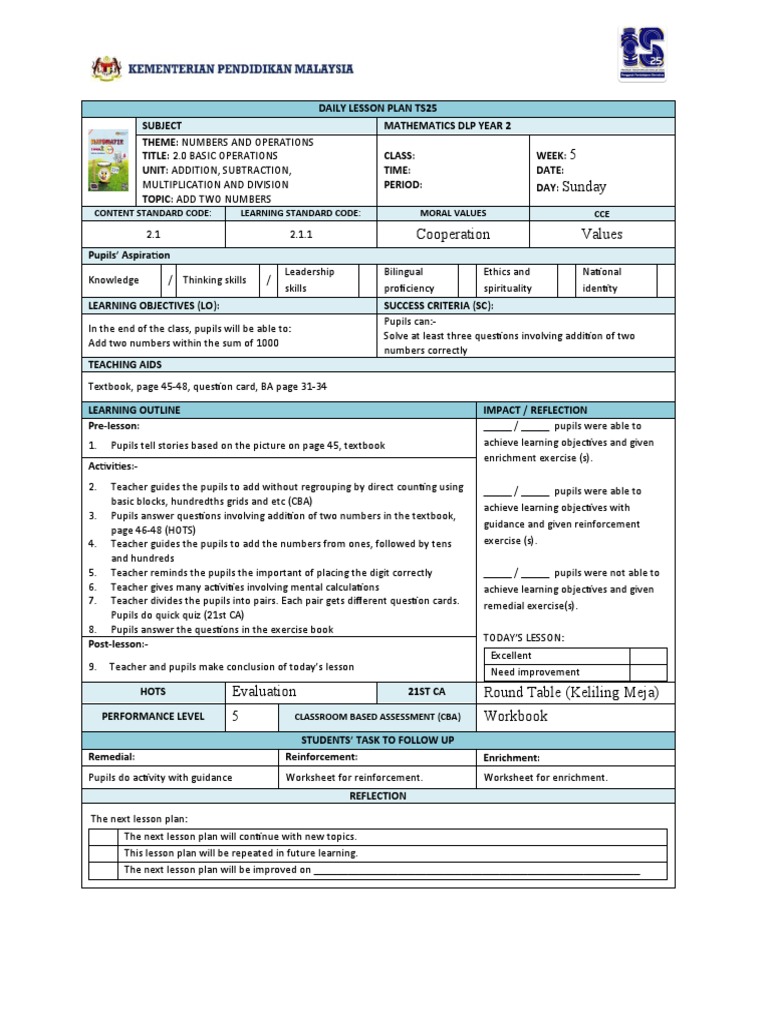 MT DLP Y2 TS25 (Topic 2) | PDF | Lesson Plan | Teachers