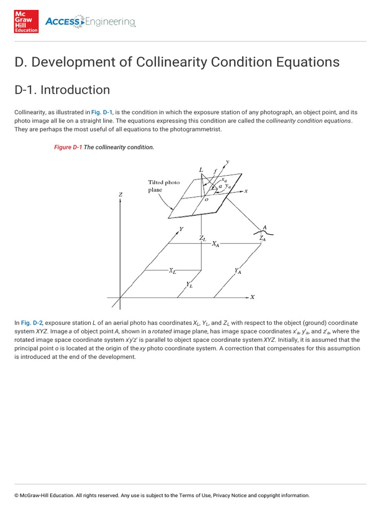 Development Of Collinearity Condition Equations Pdf Determinant Equations