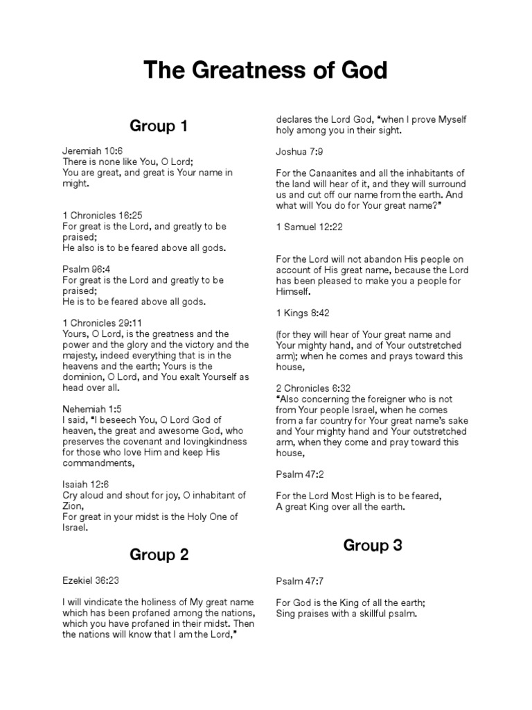 Bible Verses on God's Greatness | PDF | David | Books Of Samuel