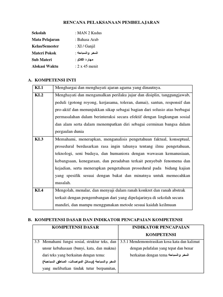 RPP Kelas Xi Assafar Kalam | PDF | Karier & Perkembangan