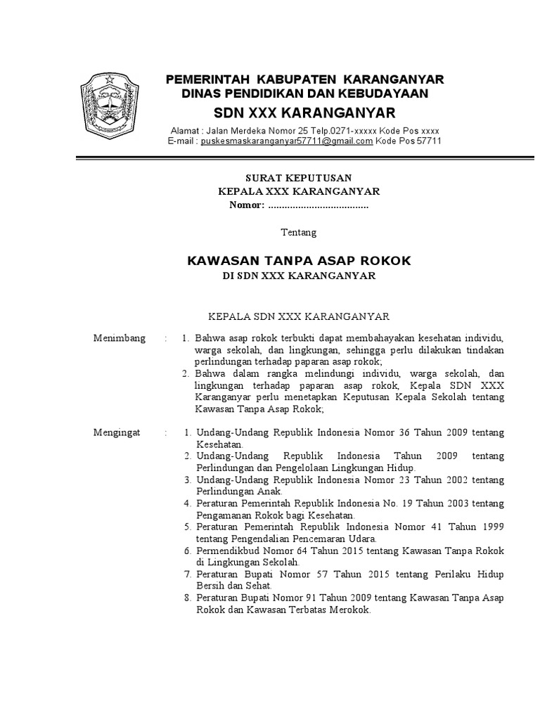 Contoh SK Ktar Sekolah Pusk Kra | PDF