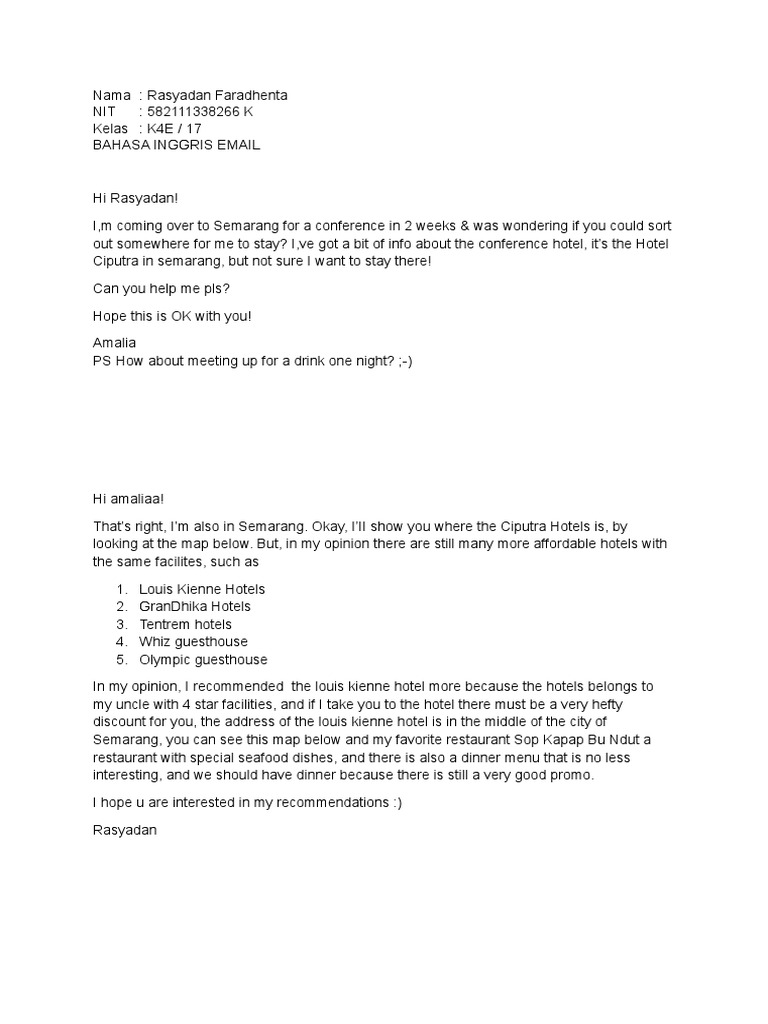 K4e Rasyadan F 582111338266 Mid Email | PDF | Hotel | Hospitality Industry