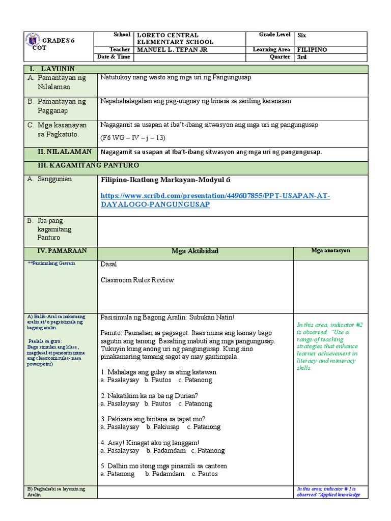 Fil 6-Nagagamit Sa Usapan at Iba't - Ibang Sitwasyon Ang Mga Uri NG ...