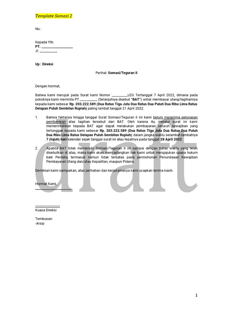 Template Somasi 2 | PDF