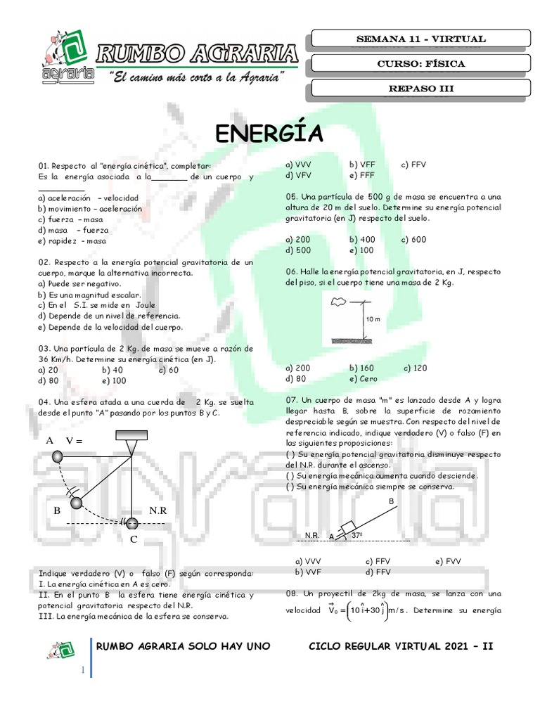Repaso Iii Energia | PDF | Masa | Energía cinética