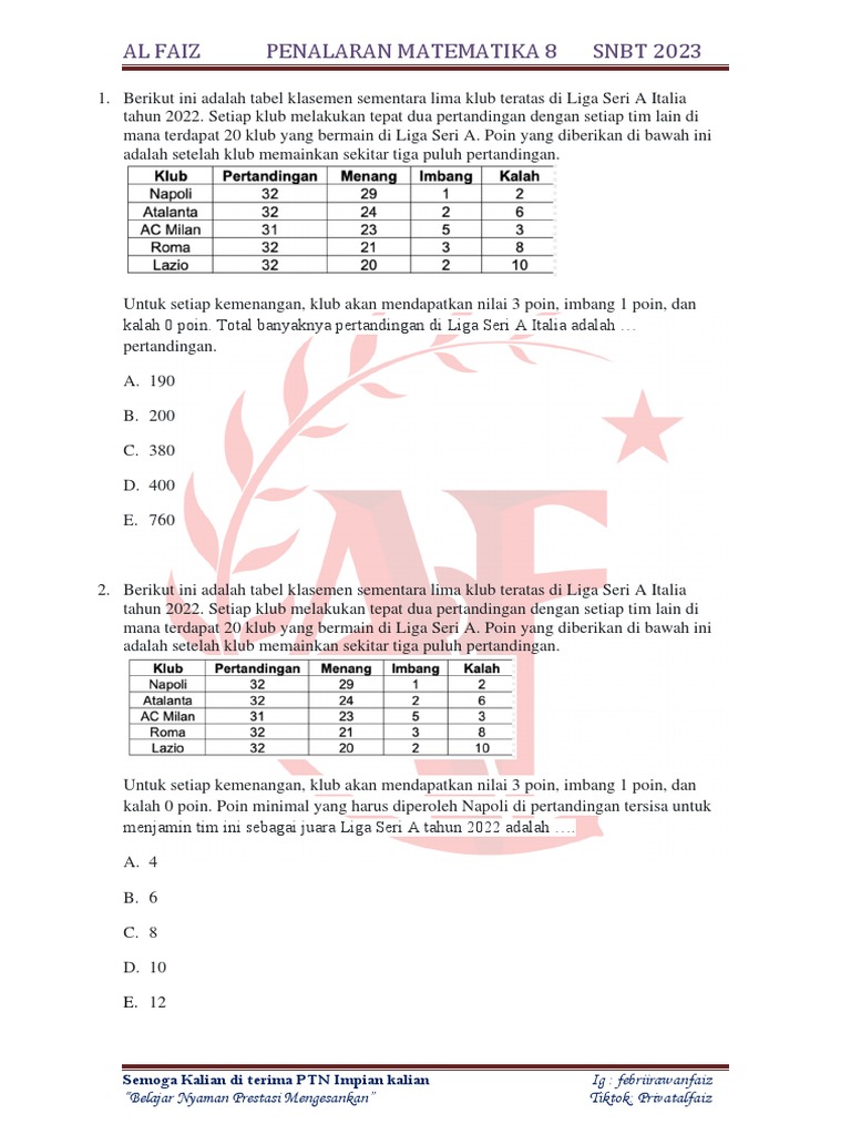 PENALARAN MATEMATIKA PART 8 Up | PDF