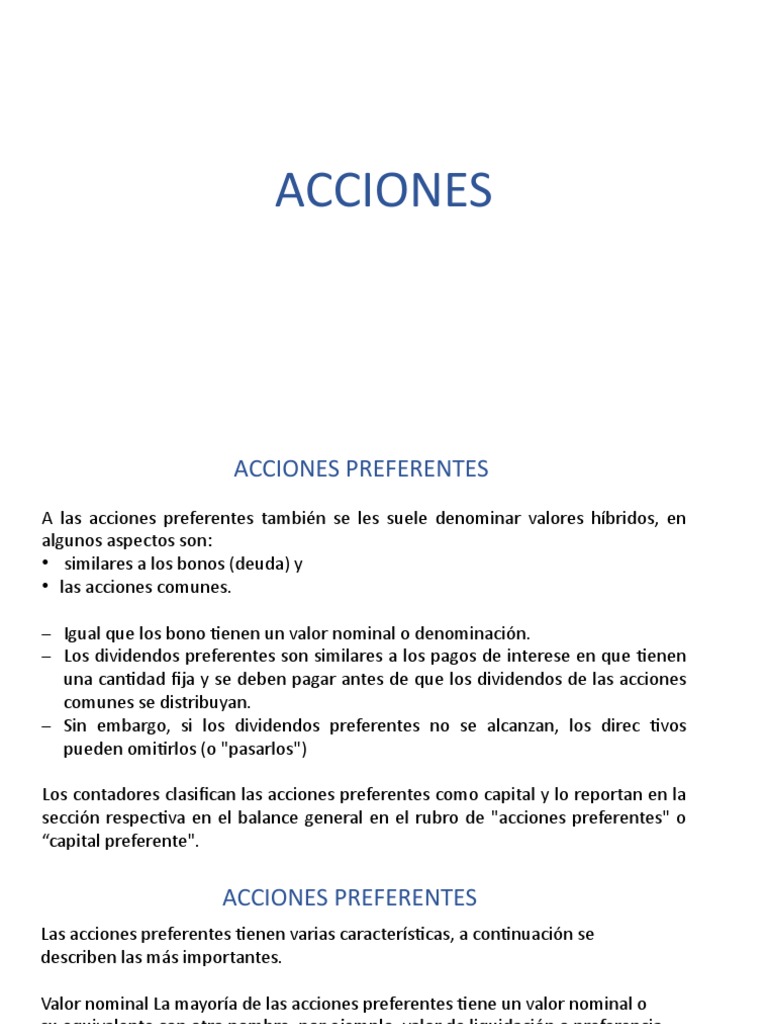 Características de Acciones Preferentes | PDF | Compartir (Finanzas ...