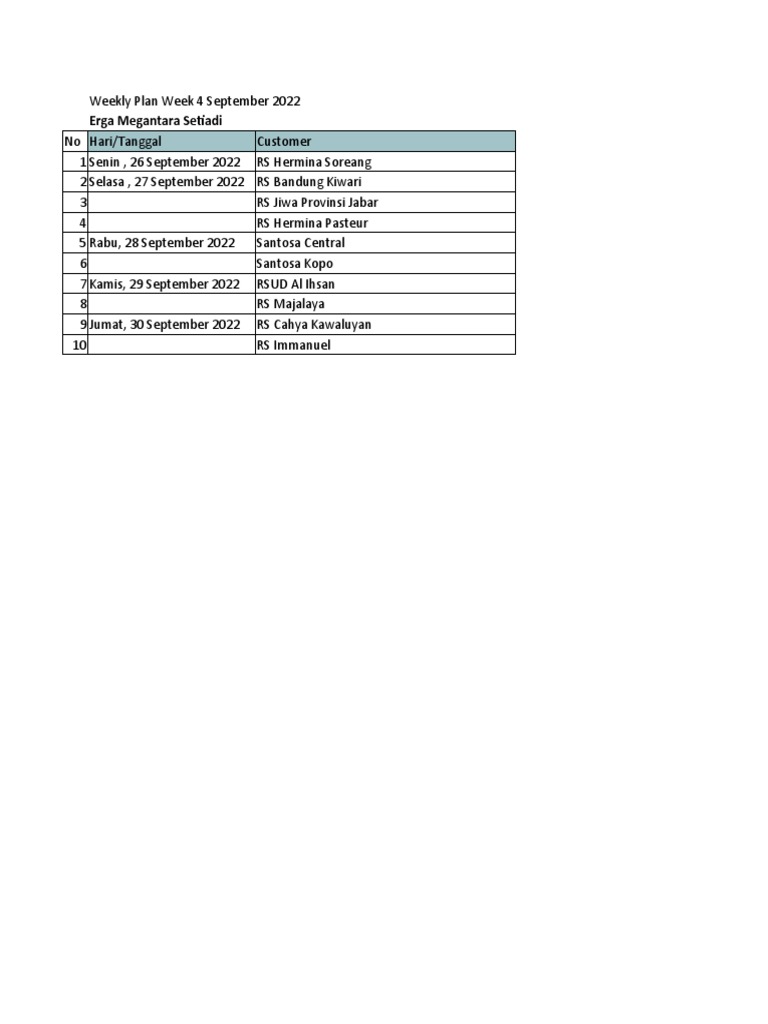 Weekly Erga Week 4 September | PDF | Wellness