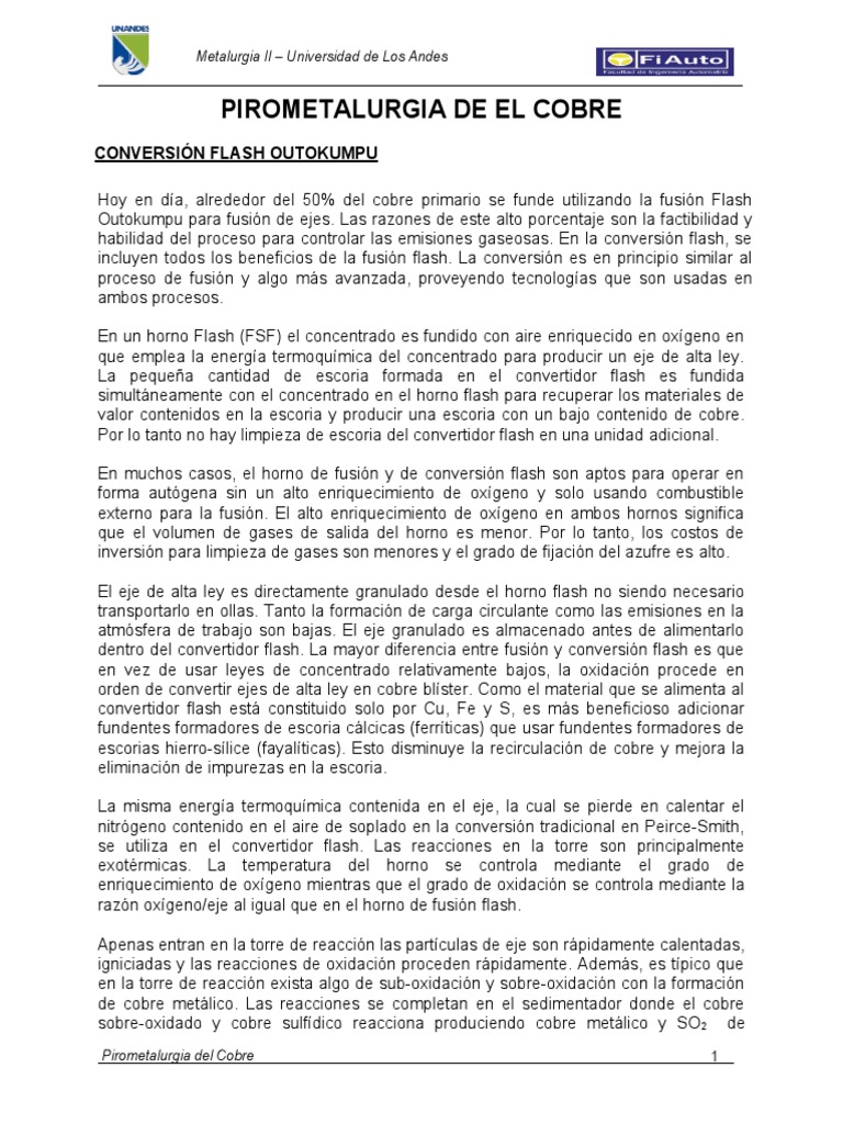 Pirometalurgia de El Cobre | PDF | Cobre | Naturaleza