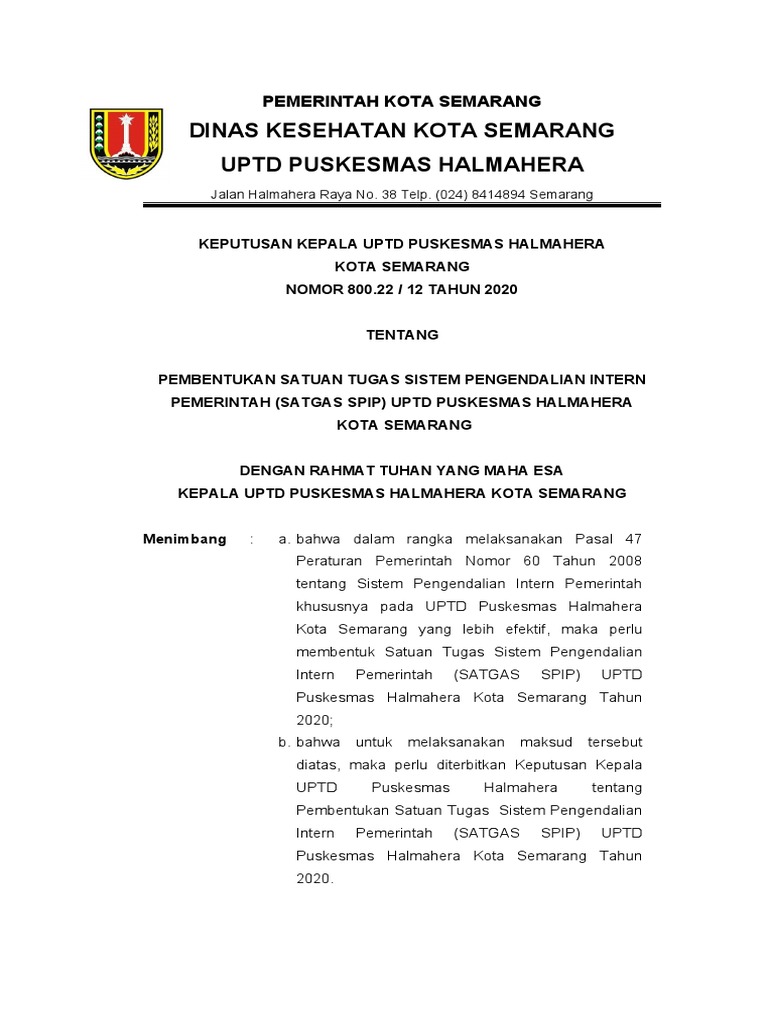SK Pembentukan Satuan Tugas Sistem Pengendalian Intern Pemerintah ...