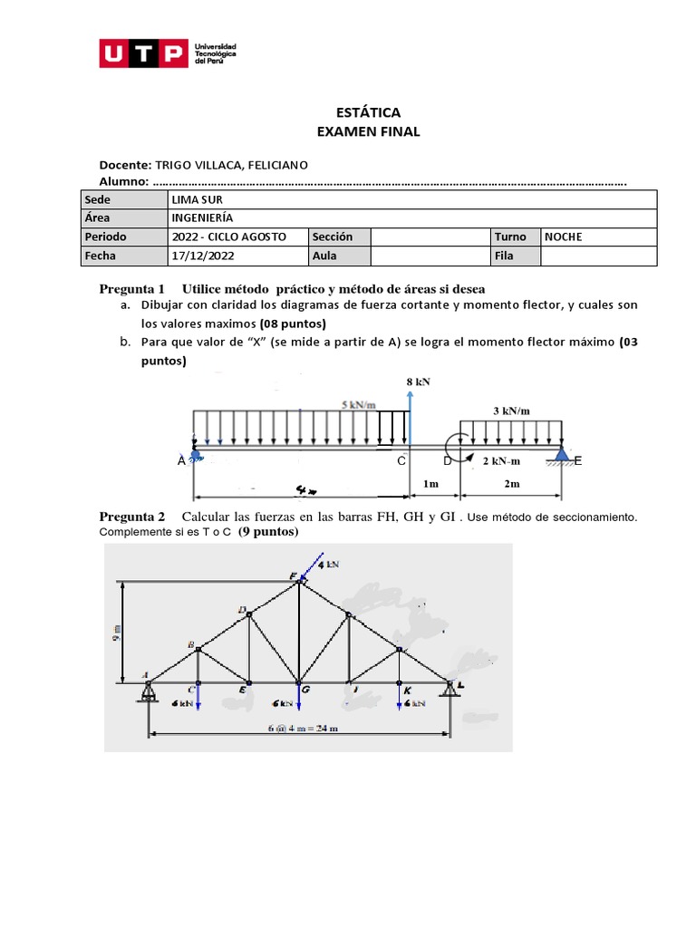 Examen Final-1 Estatica | PDF