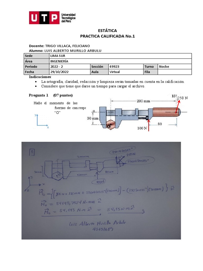 pc1 - Estatica 1 | PDF