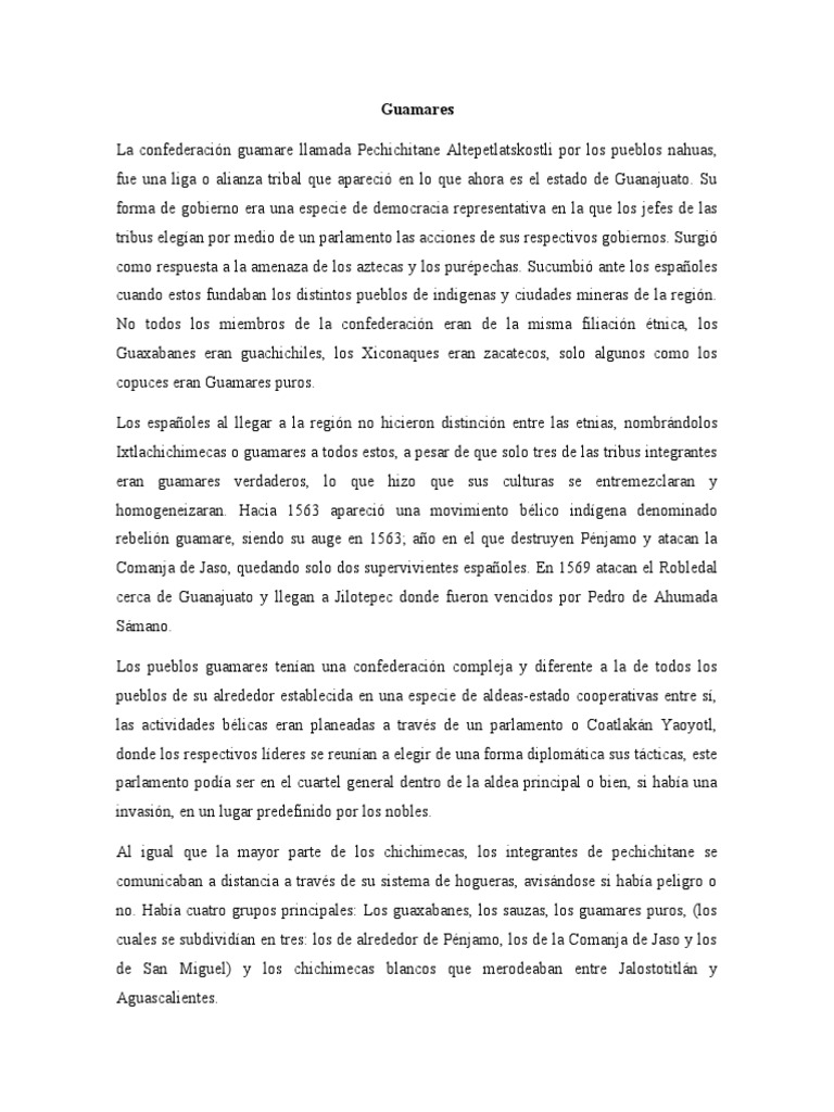 Guamares | PDF | Nueva españa | Pueblos Indígenas de las Américas