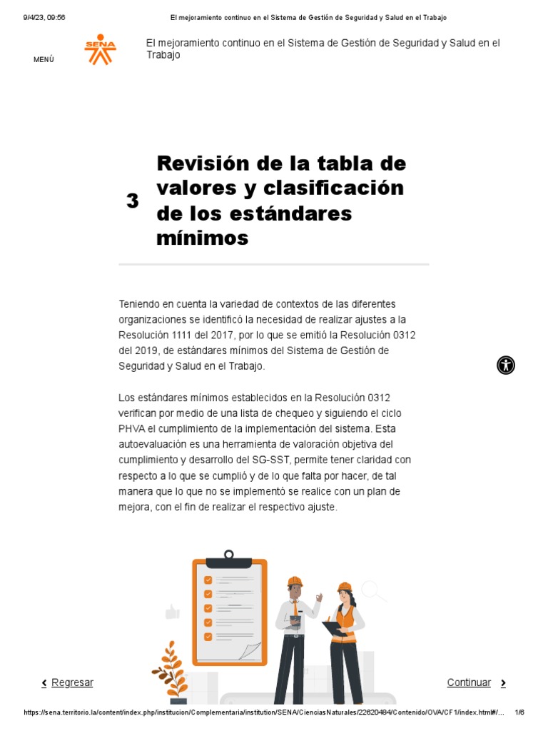 Mejora Continua en SG-SST: Resolución 0312 | PDF | Evaluación