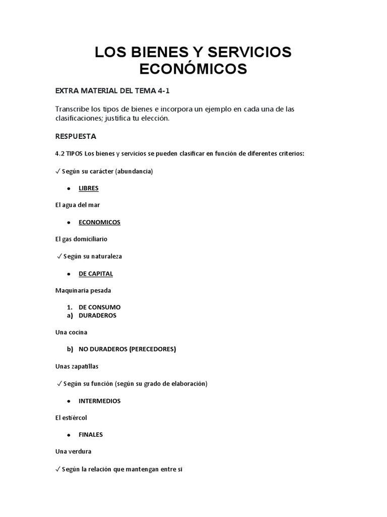 Los Bienes y Servicios Económicos | PDF | Costo de oportunidad | Economias