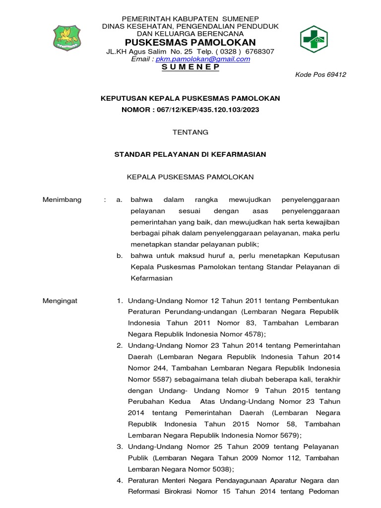 Farmasi Format Standar Pelayanan Publik | PDF | Pengelolaan Keuangan ...