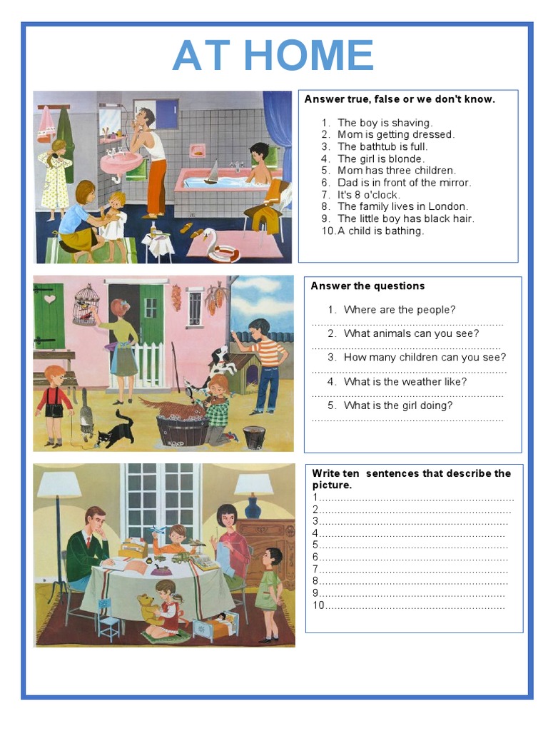 Picture Description at Home Picture Description Exercises - 138678 | PDF