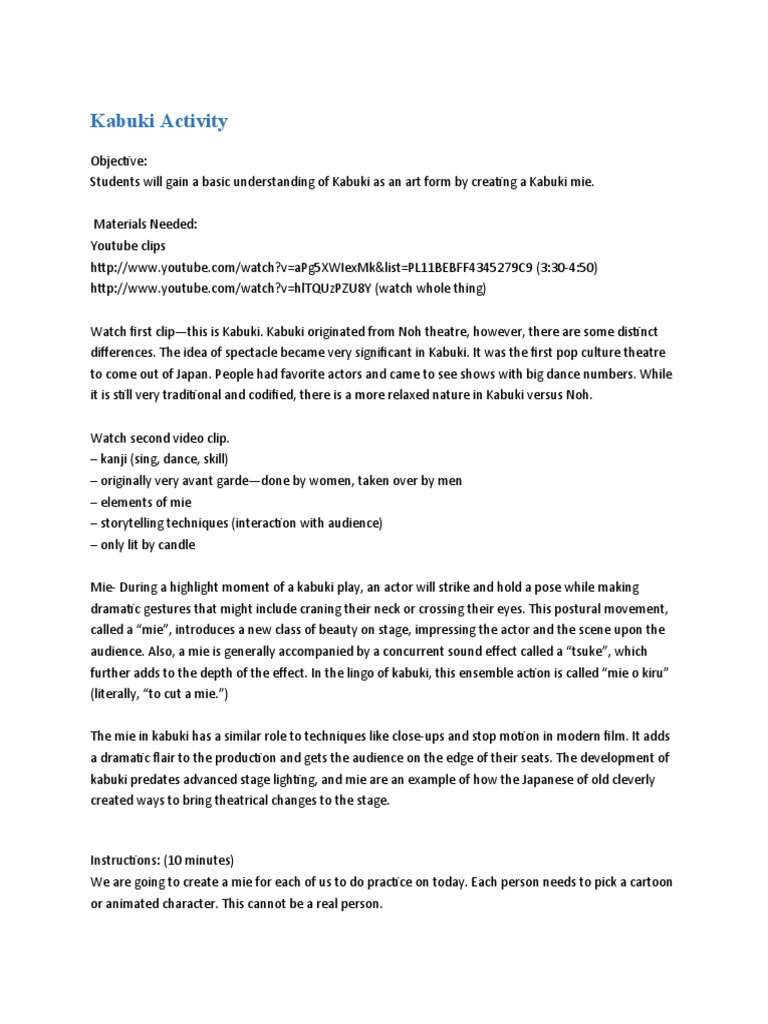 Kabuki Activity | PDF