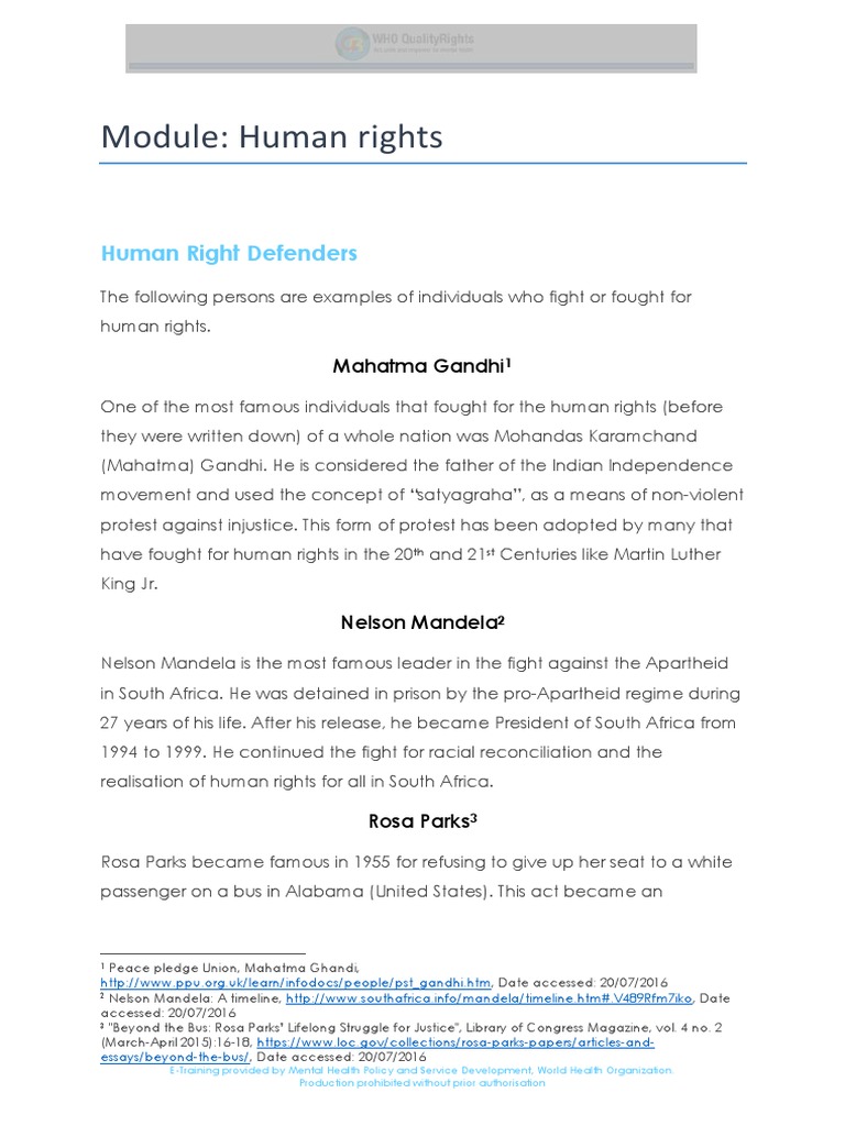 Human Rights Defenders | PDF | Mahatma Gandhi | Human Rights