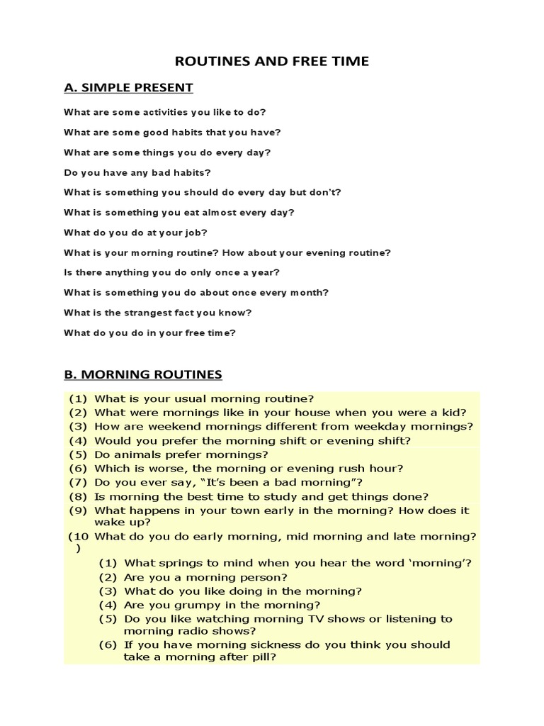 8,9, 15 - Routines and Free Time | PDF | Leisure | Hobbies