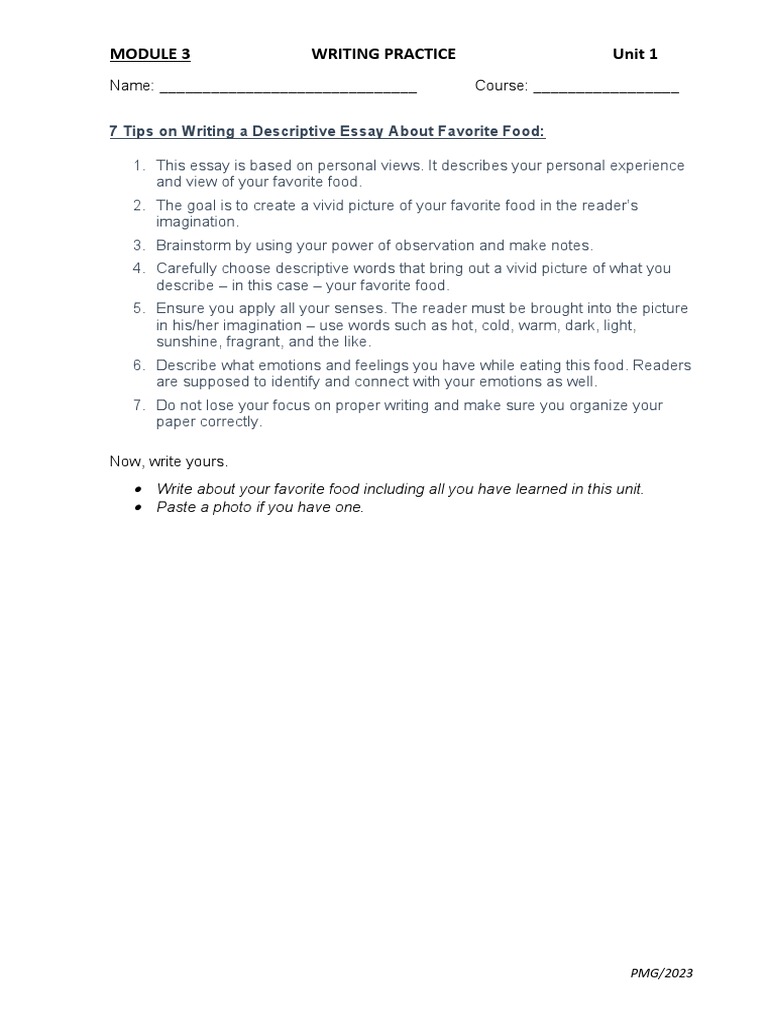 Writing A Food Essay | PDF | Self-Improvement