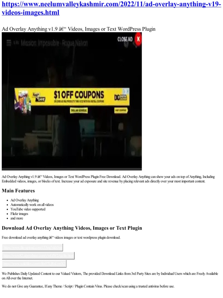 Ad Overlay Anything v1 - 9 - Videos - Images or Text WordPress Plugin | PDF