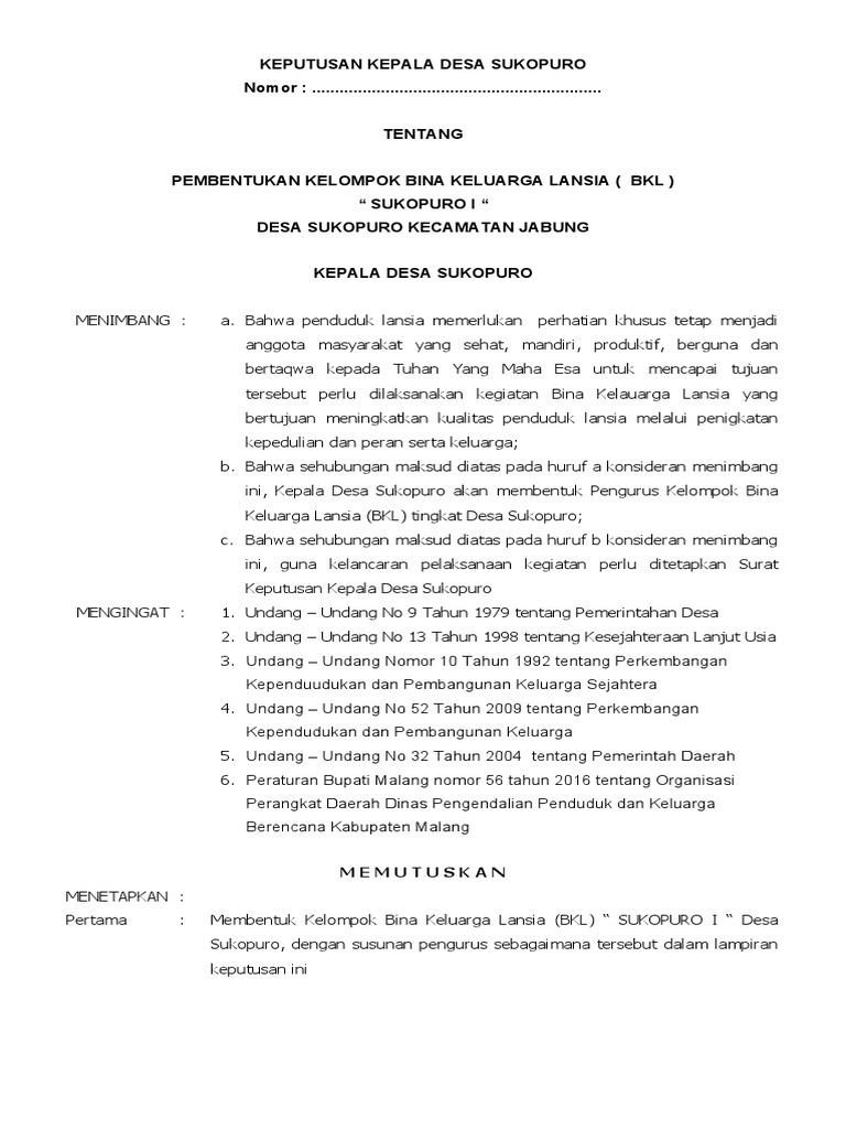 SK BKL Sukopuro | PDF