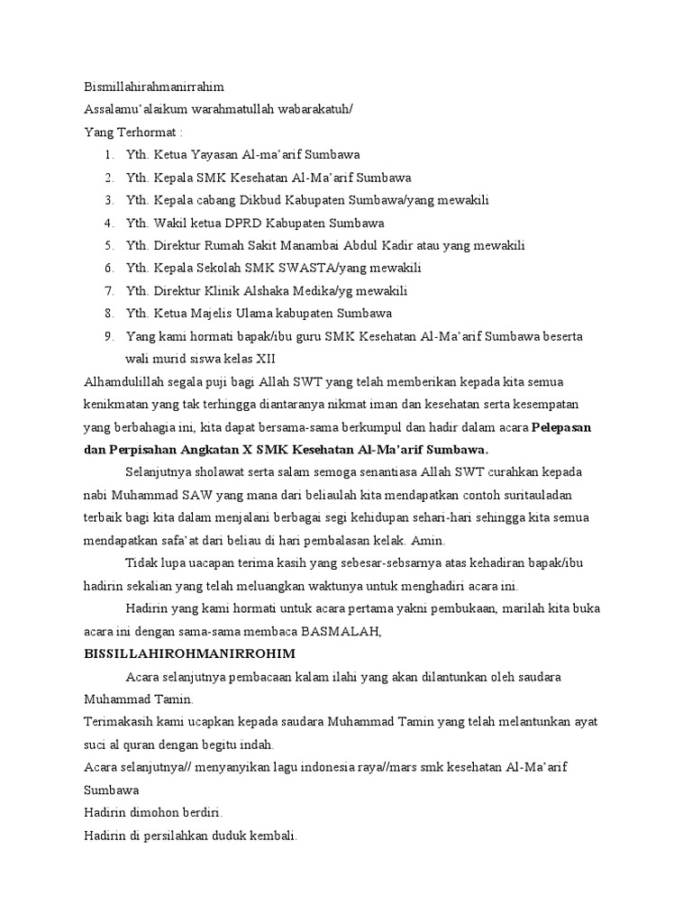 Teks Acara | PDF | Kajian Bahasa Asing | Gaya Hidup