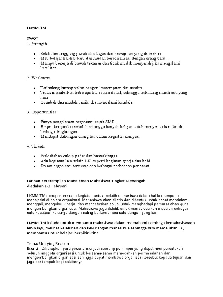 LKMM TM | PDF | Pengembangan Diri