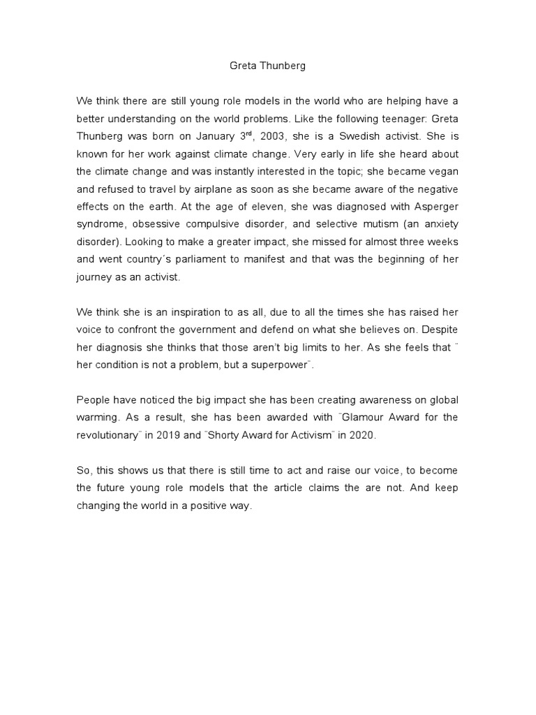 Greta Thunberg English | PDF | Lifestyle