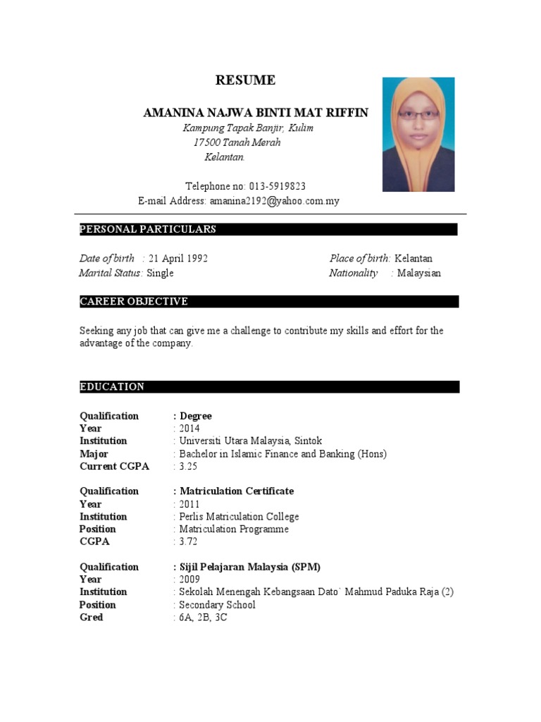 Amanina Najwa Binti Mat Riffin | PDF | Malaysia