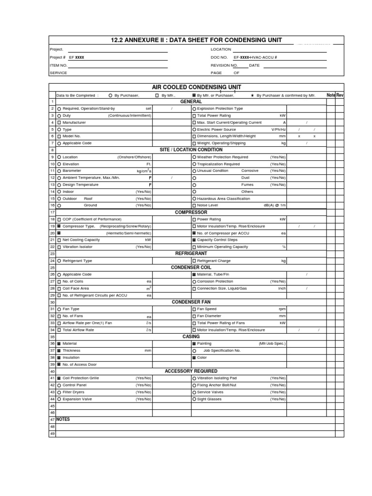 Air Cooled Condensing Unit Specs | PDF | Machines | Manufactured Goods