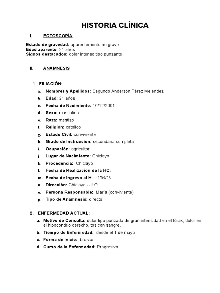 Modelo Historia Clinica | PDF | Medicina CLINICA | Enfermedades y trastornos