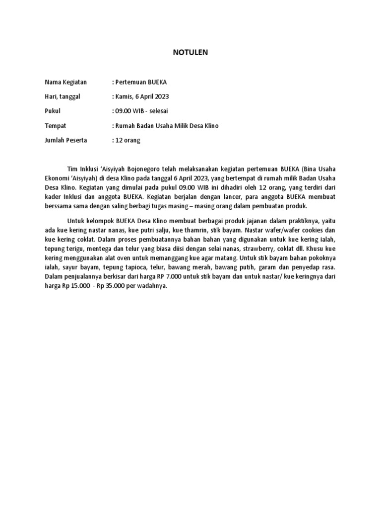 NOTULEN BUEKA Klino | PDF