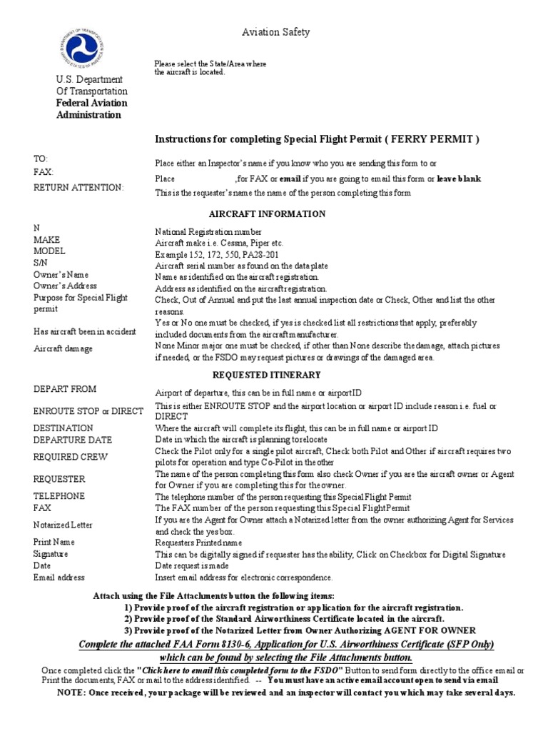 Ferry Instructions | PDF | Airport | Aircraft