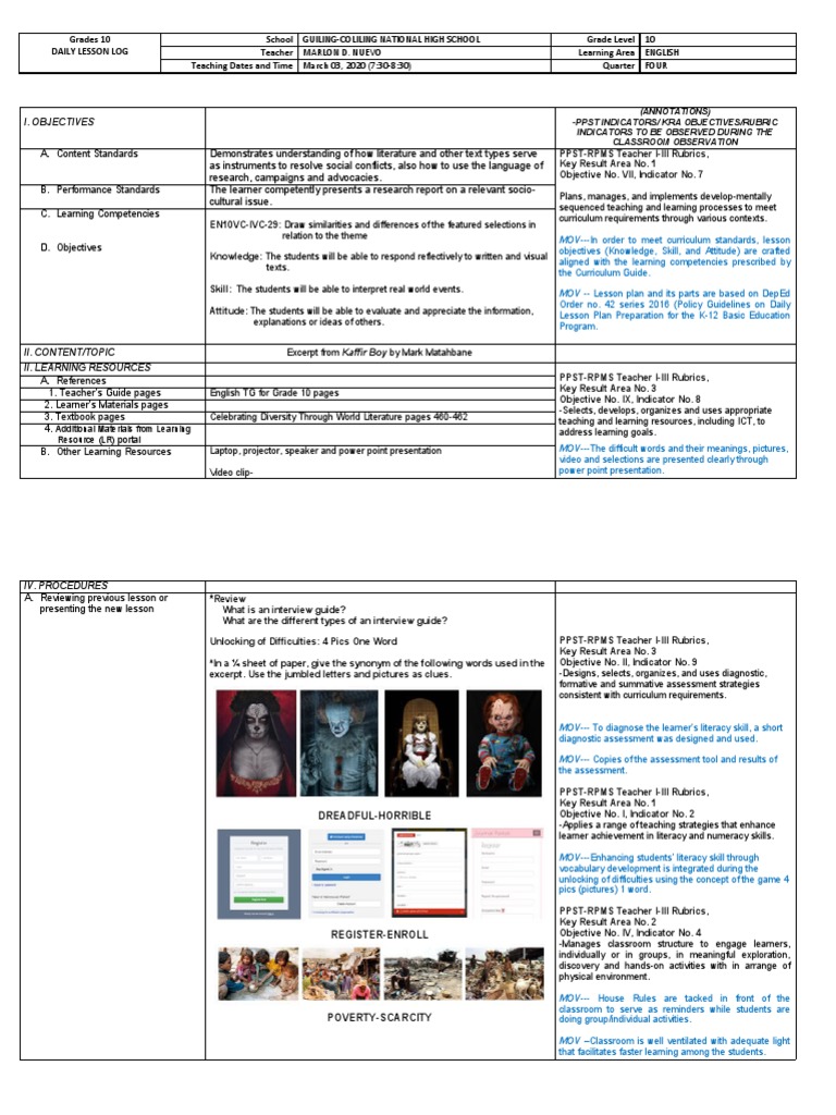 Fourth Classroom Observation Tool | PDF | Curriculum | Learning