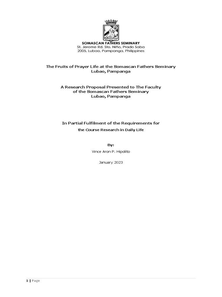 Research Proposal - HIPOLITO | PDF | Mass (Liturgy) | Prayer
