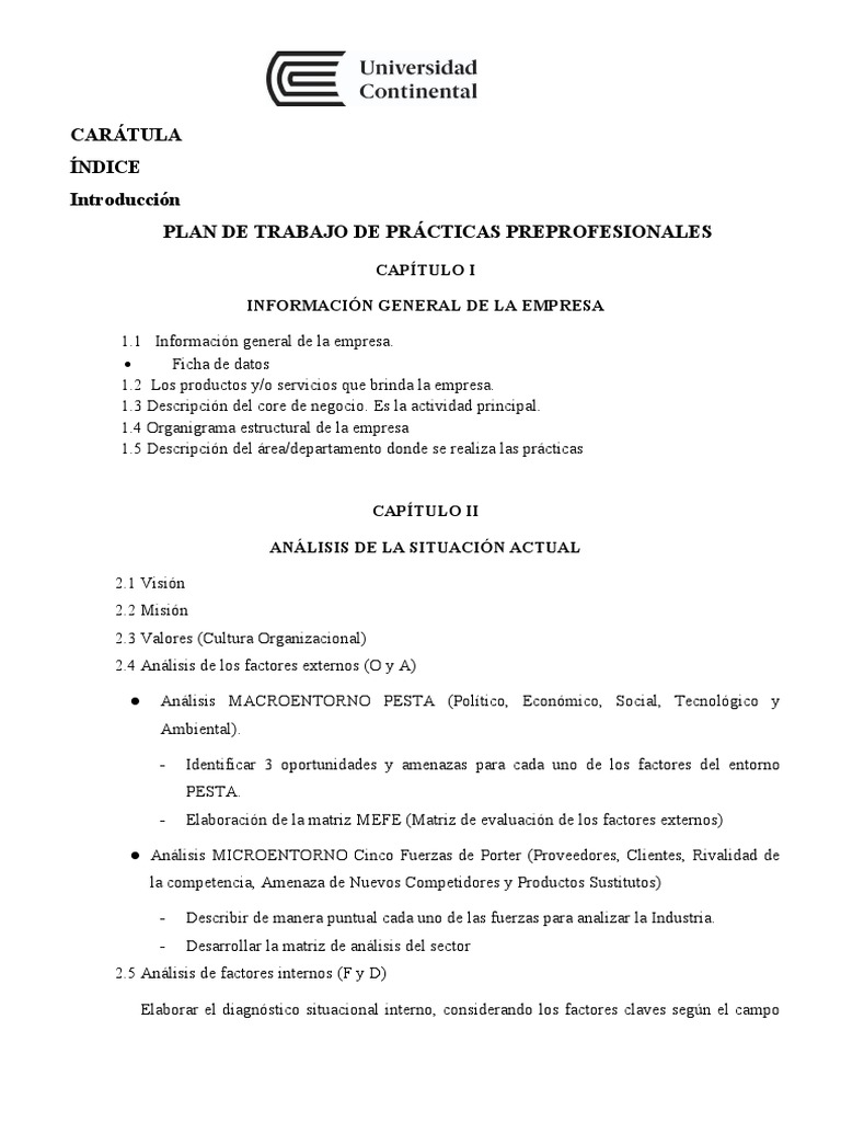 Esquema Plan de Practicas | PDF