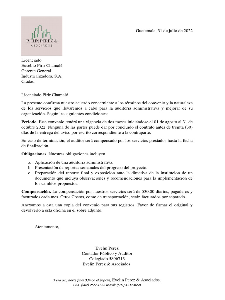 Carta de Convenio | PDF