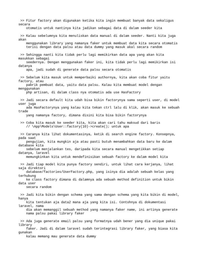 Tutorial Laravel 8 pt.9 Factory & Faker | PDF