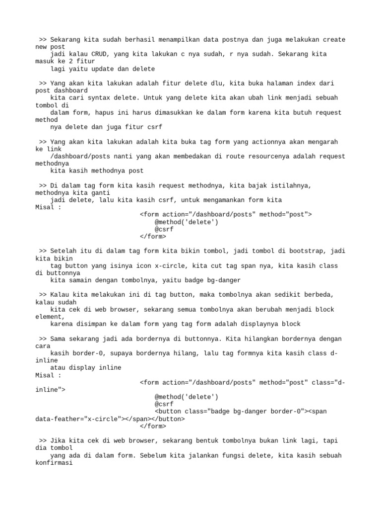 Tutorial Laravel 8 pt.19 Update & Delete | PDF