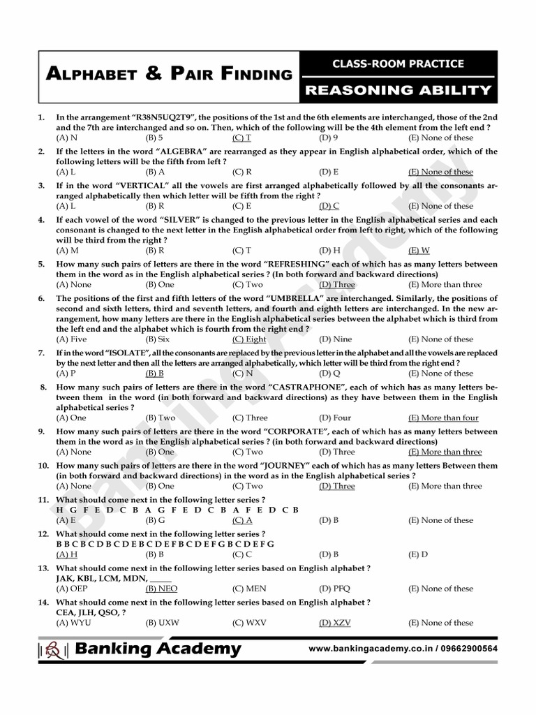 Alphabet & Pair Finding (Answer Copy) | PDF