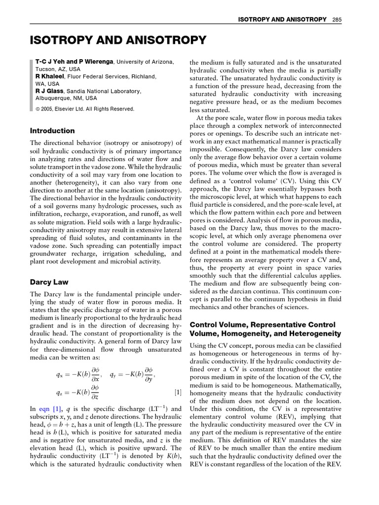 Isotropy vs Anisotropy in Soil Conductivity | PDF | Anisotropy | Chemistry