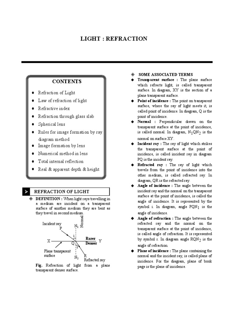 Light - Refraction | PDF | Refraction | Refractive Index
