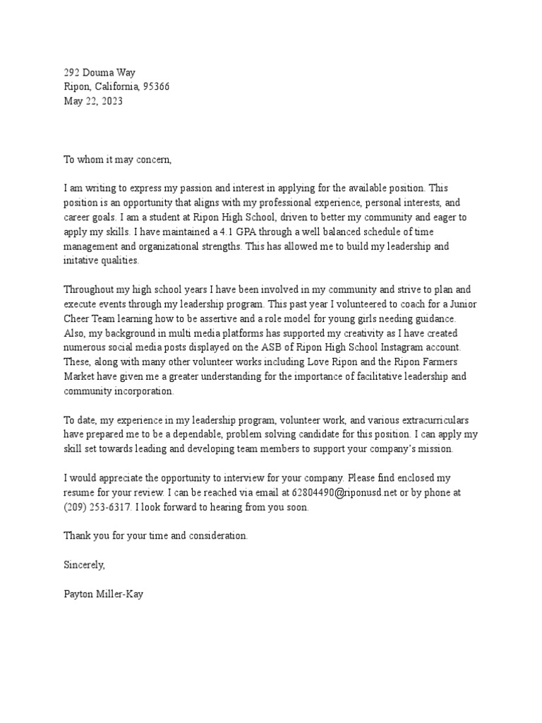 Ap Lang Cover Letter | PDF