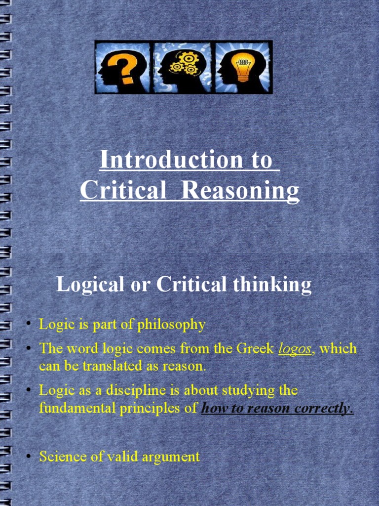 Introd. To Critical Reasoning ST 01 | PDF | Logic | Critical Thinking