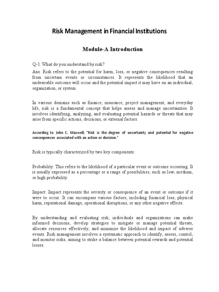 Risk Management Basics for Finance | PDF | Risk | Risk Management