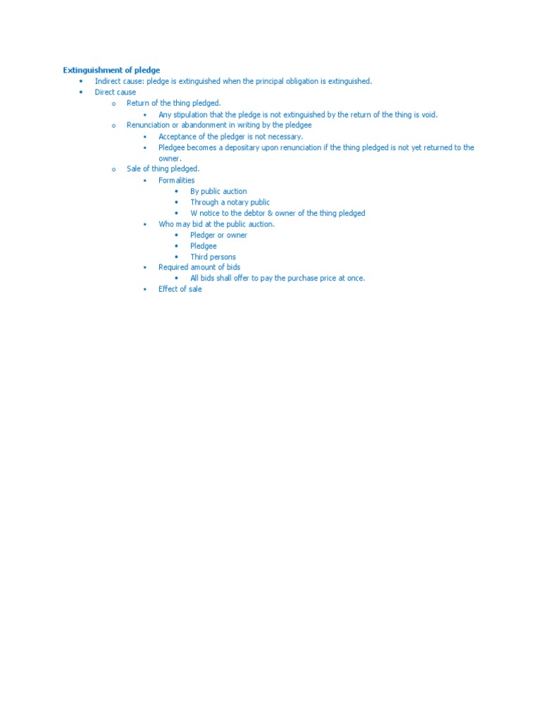 Extinguishment of Pledge Explained | PDF