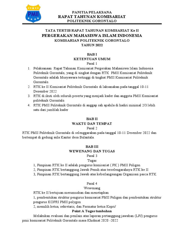 Tata Tertib RTK PMII Poligon | PDF | Teknologi & Rekayasa